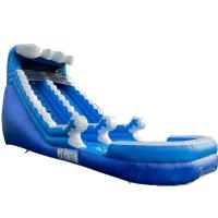 China Customized Logo Summer Inflatable Water Park with Blue Waves Water Slide for sale