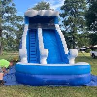 China Customized Logo Summer Inflatable Water Park with Blue Waves Water Slide for sale