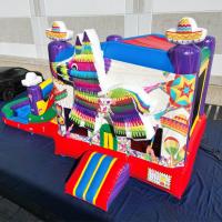 China PORTABLE PVC Rainbow Puppy Inflatable Bounce House with Slide Combo Pool Jumpers Castle for sale