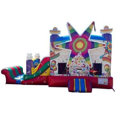 China Shipping way Sea Commercial PVC Rainbow Big Star Red Bounce House Inflatable with Slide for sale