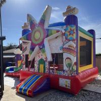 China Shipping way Sea Commercial PVC Rainbow Big Star Red Bounce House Inflatable with Slide for sale