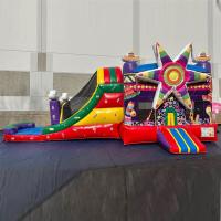China Shipping way Sea Commercial PVC Rainbow Big Star Red Bounce House Inflatable with Slide for sale