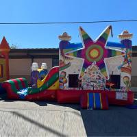 China Shipping way Sea Commercial PVC Rainbow Big Star Red Bounce House Inflatable with Slide for sale