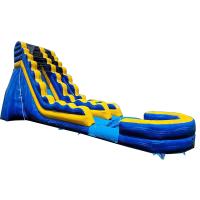 China Adult Size Commercial Inflatable Water Slide with Pool in Yellow Striped Design for sale