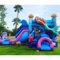 China Kids Bouncy Castle Mermaid Theme Inflatable Bounce House with Slide Customized Color for sale