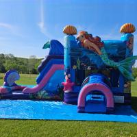 China Kids Bouncy Castle Mermaid Theme Inflatable Bounce House with Slide Customized Color for sale