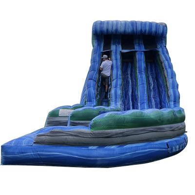 China Outdoor Water Park Huge Wave Shape Inflatable Dry Slide with Double Slides in Blue PVC for sale