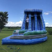 China Outdoor Water Park Huge Wave Shape Inflatable Dry Slide with Double Slides in Blue PVC for sale