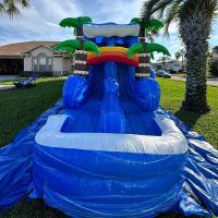 China Kids Playground Inflatable Bounce House with Slide Pool and  Palm Tree for sale