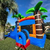 China Kids Playground Inflatable Bounce House with Slide Pool and  Palm Tree for sale