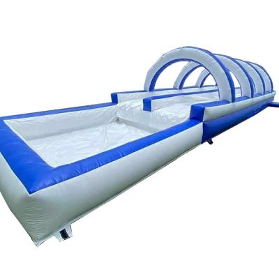 China Customized Color Water Slide Inflatable with Big Water Pool 12x3x3m or Customized Size for sale
