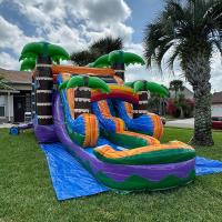 China Palm Trees Bouncy Castle with Slide PVC Inflatable Bounce House and Accessories for sale