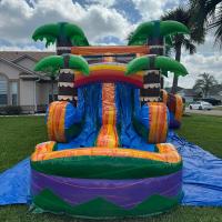 China Palm Trees Bouncy Castle with Slide PVC Inflatable Bounce House and Accessories for sale