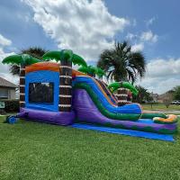 China Palm Trees Bouncy Castle with Slide PVC Inflatable Bounce House and Accessories for sale