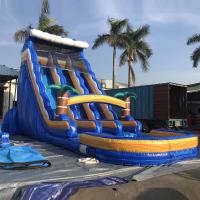 China Customized Size Commercial PVC Water Slide Inflatable with Pool and Removable Ladder for sale