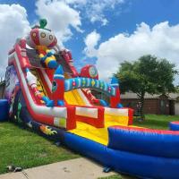 China Commercial Astronaut Theme Inflatable Pool with Huge Water Slide and Rocket Long Slide for sale