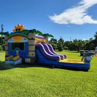China Unisex 27FT Commercial PVC Sun Castle with Slide Inflatable Bouncy Castle and Dual Lane Pool for sale