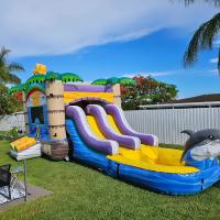 China Unisex 27FT Commercial PVC Sun Castle with Slide Inflatable Bouncy Castle and Dual Lane Pool for sale