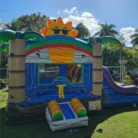 China Unisex 27FT Commercial PVC Sun Castle with Slide Inflatable Bouncy Castle and Dual Lane Pool for sale
