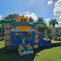 China Unisex 27FT Commercial PVC Sun Castle with Slide Inflatable Bouncy Castle and Dual Lane Pool for sale