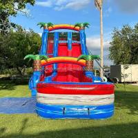China Extended Double Slide Red Thrilling Inflatable Combo Jumping Castle for Aquatic Park for sale