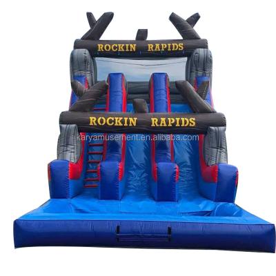 China Popular Inflatable Combo Bouncy Jumping Castle with Rock Red Waterslide and Big Pool for sale
