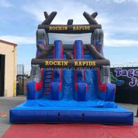China Popular Inflatable Combo Bouncy Jumping Castle with Rock Red Waterslide and Big Pool for sale