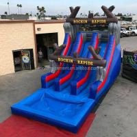 China Popular Inflatable Combo Bouncy Jumping Castle with Rock Red Waterslide and Big Pool for sale