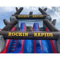 China Popular Inflatable Combo Bouncy Jumping Castle with Rock Red Waterslide and Big Pool for sale