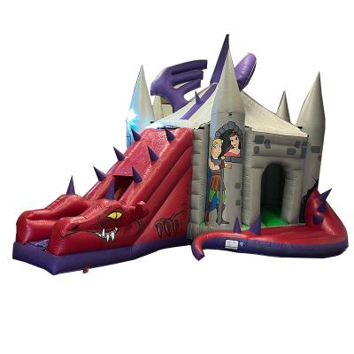 China Red Dinosaur Bouncy Castle with Slide How to Train Your Dragon Inflatable Bounce House for sale