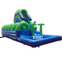 China Party Rentals Business Inflatable Palm Tree Water Slide with Swimming Pool Long Slide for sale