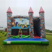 China Blower Commercial PVC Cartoon Animation Inflatable Bouncer House with Slide Pool for sale