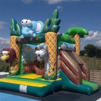 China Custom Logo Printed Mini Commercial PVC Safari Inflatable Bouncer House for Children for sale