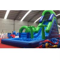 China Smooth Path Slope Slide All Green Palm Tree Inflatable Water Slide Pool Combination for sale