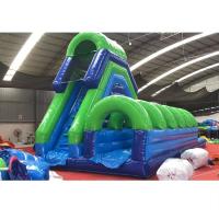 China Smooth Path Slope Slide All Green Palm Tree Inflatable Water Slide Pool Combination for sale