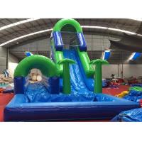 China Smooth Path Slope Slide All Green Palm Tree Inflatable Water Slide Pool Combination for sale