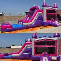 China Acceptable Commercial Purple Inflatable Bounce House with Slide Pool for sale
