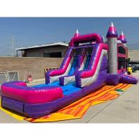 China Acceptable Commercial Purple Inflatable Bounce House with Slide Pool for sale