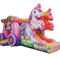 China Shipping Way Sea Air Express Rainbow Unicorn Inflatable Bouncy Bouncer with Slide for sale