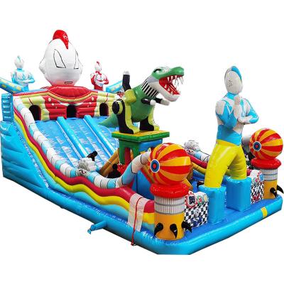 China Unisex Children's Inflatable Fun City Dino Theme Bounce House Slide for Party Events for sale