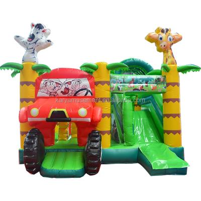 China Wild Jungle Safari Inflatable Jumping Castle Customized Color Bounce House with Slide for sale
