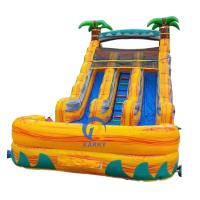 China OEM Acceptable Commercial Waterslide Green Large Palm Tree Inflatable Water Slide with Pool for sale