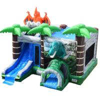 China Jurassic Dinosaurs Park Inflatable Joy Bounce House with Slide and PVC Detachable Pool for sale