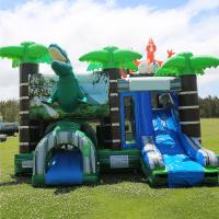 China Jurassic Dinosaurs Park Inflatable Joy Bounce House with Slide and PVC Detachable Pool for sale