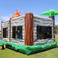China Jurassic Dinosaurs Park Inflatable Joy Bounce House with Slide and PVC Detachable Pool for sale