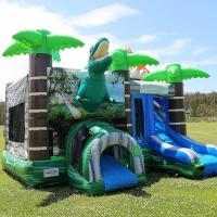China Jurassic Dinosaurs Park Inflatable Joy Bounce House with Slide and PVC Detachable Pool for sale