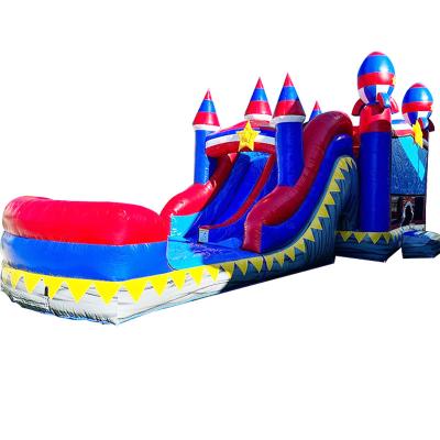China Party Events  Commercial PVC Red Rocket Inflatable Bounce House with Slide  Pool for sale