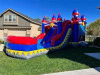 China Party Events  Commercial PVC Red Rocket Inflatable Bounce House with Slide  Pool for sale