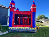 China Party Events  Commercial PVC Red Rocket Inflatable Bounce House with Slide  Pool for sale