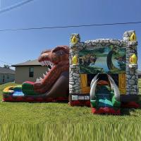 China Party Rentals Must-Have Customize Accepted Jurassic Dinosaur Theme Commercial PVC Inflatable Bounce House with Slide for sale